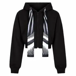 ROSIE BILLINGTON Safari Scarf Cropped Hoodie - Black