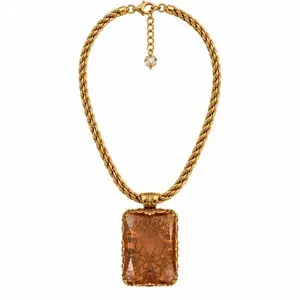 VSTYLE Amber Copper Crystal Filigree Necklace
