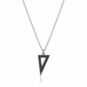 THE JEWELLERY STORE LONDON Black / Silver Geometric Traingle Pendant With Black Spinels In Sterling Silver - Black/silver