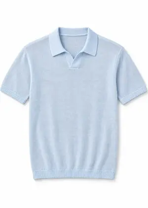 VAYLA Fine-knit Relaxed Fit Open Collar Polo Shirt Light