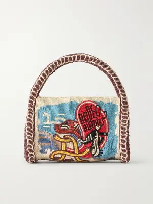 ALEMAIS Ace Beaded Twill Top-handle Bag - Multi