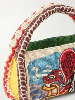 ALEMAIS Ace Beaded Twill Top-handle Bag