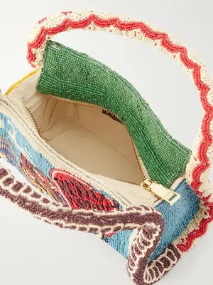 ALEMAIS Ace Beaded Twill Top-handle Bag