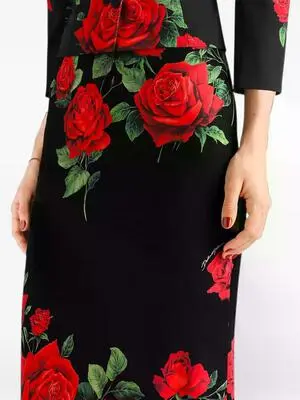 Dolce & Gabbana Rose-print Charmeuse Skirt