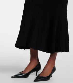SELF-PORTRAIT Belted Embellished Ribbed-knit Midi Dress
