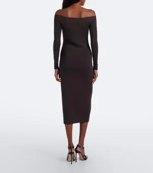 TOM FORD Off-shoulder Wool And Silk Midi Dress