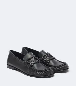 Loewe Double L Leather Loafers - Black