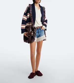 Alanui Romance Lace-trimmed Denim Shorts