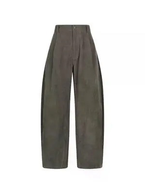 CROQUIS Paneled Corduroy Wide-leg Trousers - Grey