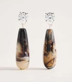 Completedworks Cubic Zirconia And Banded Agate Drop Earrings
