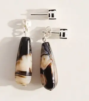 Completedworks Cubic Zirconia And Banded Agate Drop Earrings