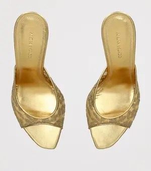 Amina Muaddi Lace Alexa Heeled Mules 95