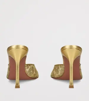 Amina Muaddi Lace Alexa Heeled Mules 95