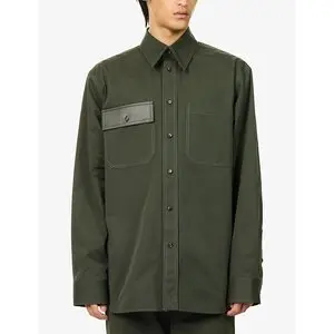 Bottega Veneta Gabardine Leather-patch Cotton Shirt