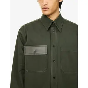 Bottega Veneta Gabardine Leather-patch Cotton Shirt