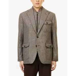 Corneliani Dogtooth Bib Wool Blazer