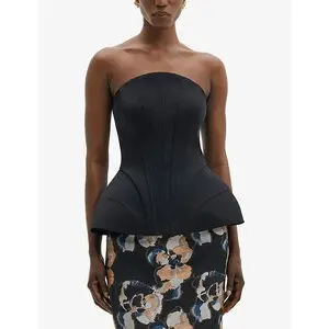 MALINA Bellina Peplum-hem Woven Corset Top