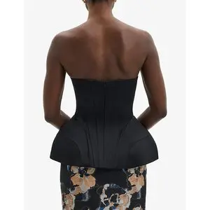 MALINA Bellina Peplum-hem Woven Corset Top