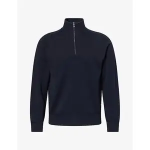 Orlebar Brown Lennard Half-zip Ribbed Merino-wool Jumper - Night Iris