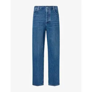 Bottega Veneta Washed Wide-leg Cotton Denim Jeans - Mid Blue