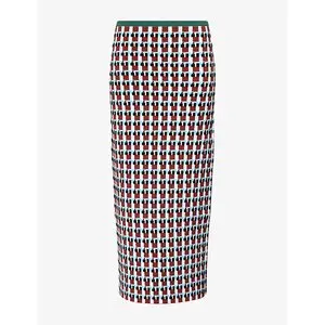 ZANKOV Raven Geometric-pattern Jersey Midi Skirt - Suede Multi