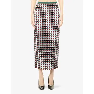 ZANKOV Raven Geometric-pattern Jersey Midi Skirt