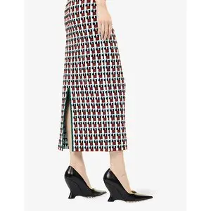 ZANKOV Raven Geometric-pattern Jersey Midi Skirt