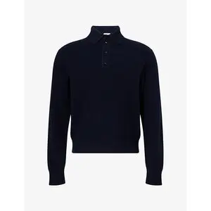 Bottega Veneta Polo Knit Wool And Cashmere Jumper - Midnight Blue