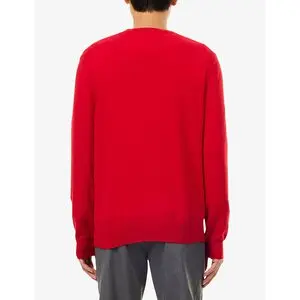 Play Comme Des Garcon Heart Motif-logo V-neck Wool Jumper - Red