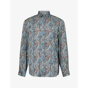 Dries Van Noten Caper Paisley Long-sleeve Satin Shirt - Blue
