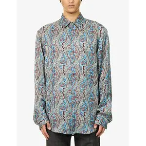 Dries Van Noten Caper Paisley Long-sleeve Satin Shirt