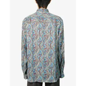 Dries Van Noten Caper Paisley Long-sleeve Satin Shirt