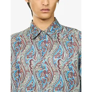 Dries Van Noten Caper Paisley Long-sleeve Satin Shirt