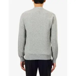 Play Comme Des Garcon Heart Motif-logo Wool Cardigan - Light Grey