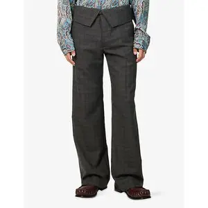 Dries Van Noten Preston Foldover-waist Wool Trousers - Brown