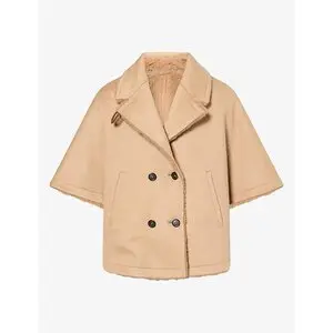 Max Mara Reversible Double-breasted Teddy Wool Cape - Camel