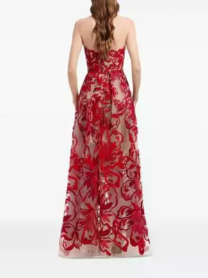 Elie Saab Velvet-embroidered Maxi Dress