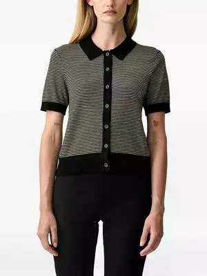 Dkny Striped Short-sleeved Cardigan - Black
