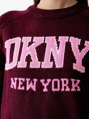 Dkny Bell Logo-intarsia Raglan-sleeve Sweater - Red