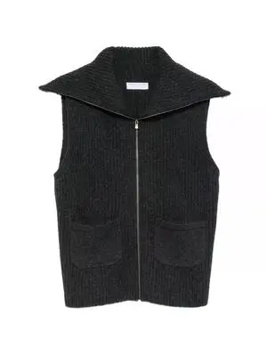 Majestic Filatures Ribbed-knit Zip-up Cardigan - Grey