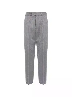 Zegna Herringbone Pleated Wool Trousers