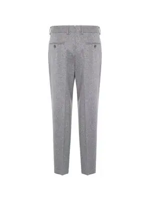 Zegna Herringbone Pleated Wool Trousers