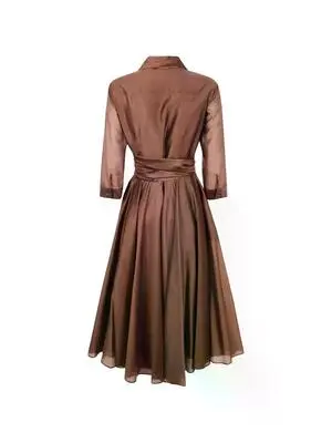DRHOPE Belted Button-front Midi Dress - Brown