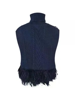 IZAAK AZANEI Cable-knit Feather-trim Sweater