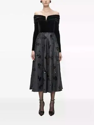 NISSA Off-shoulder Embellished Mini Dress