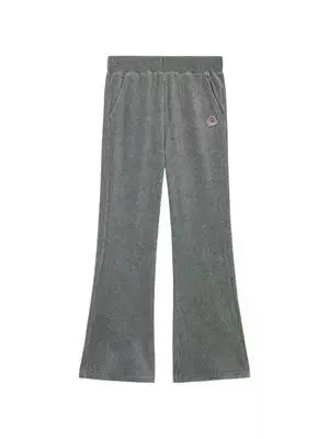 FINGERCROXX Ribbed-knit Logo-patch Flared Trousers