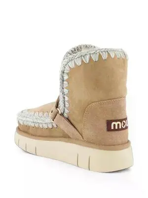 Mou Eskimo Bounce Buckled Crochet-trim Boots