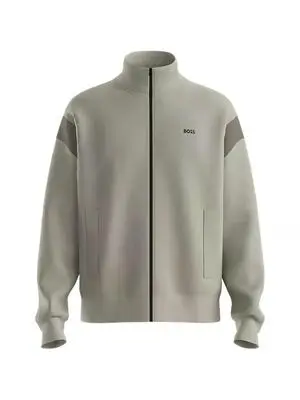 BOSS Zippered Cotton-blend Sweatshirt With Contrast Inserts
