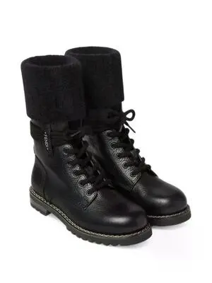 Fendi Commando Mohair-cuff Leather Boots - Black