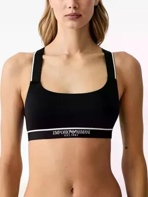Emporio Armani Logo-tape Cross-back Bra And Briefs Set